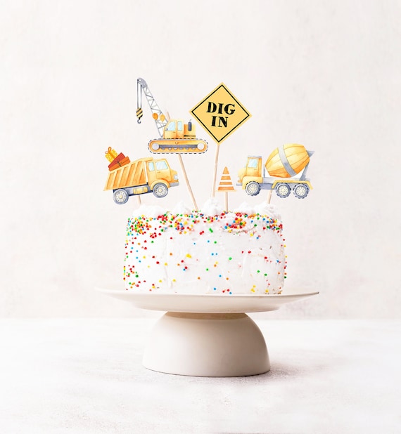 Printable Construction Cake Topper Construction Centerpieces Yellow ...