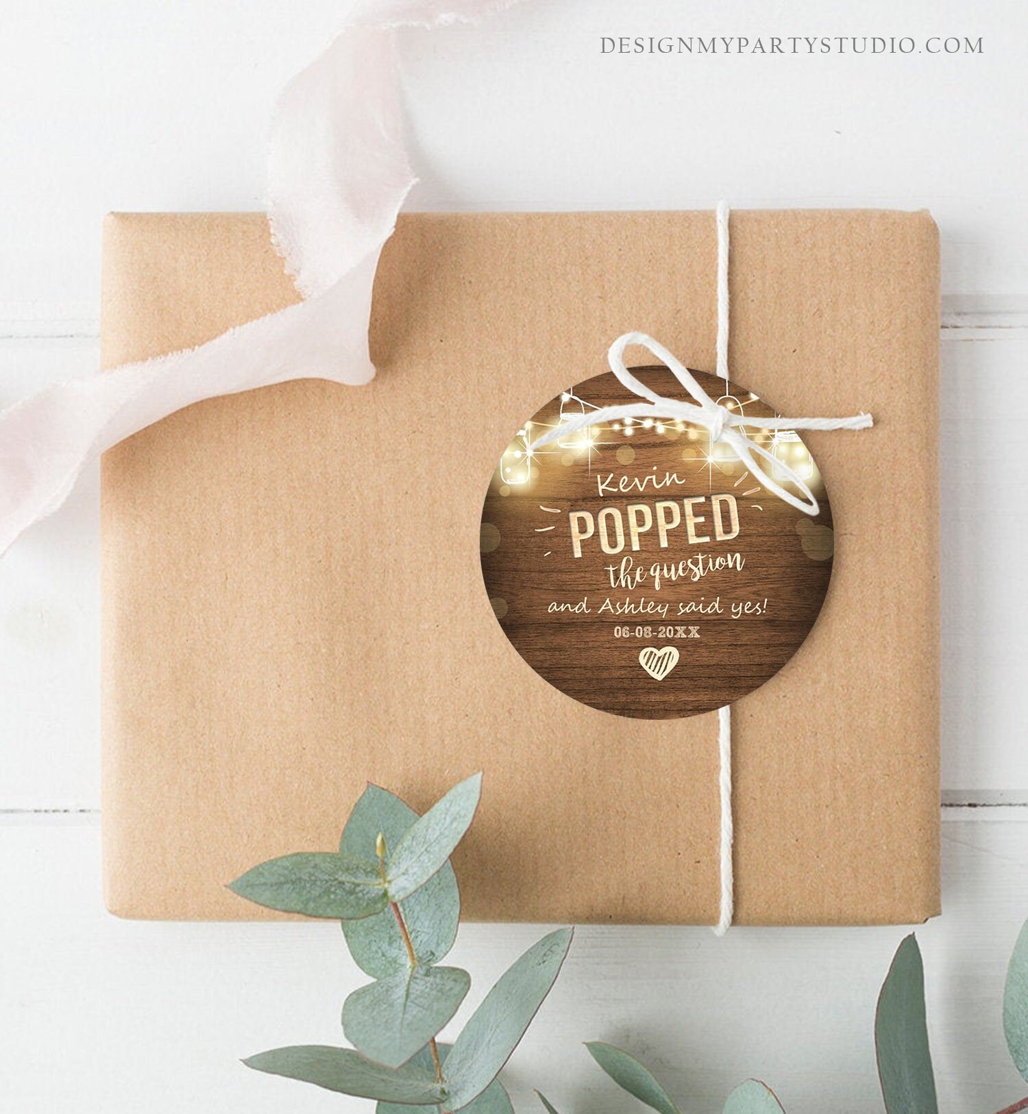 Editable Popped the Question Gift Tag Engagement Party Round - Etsy