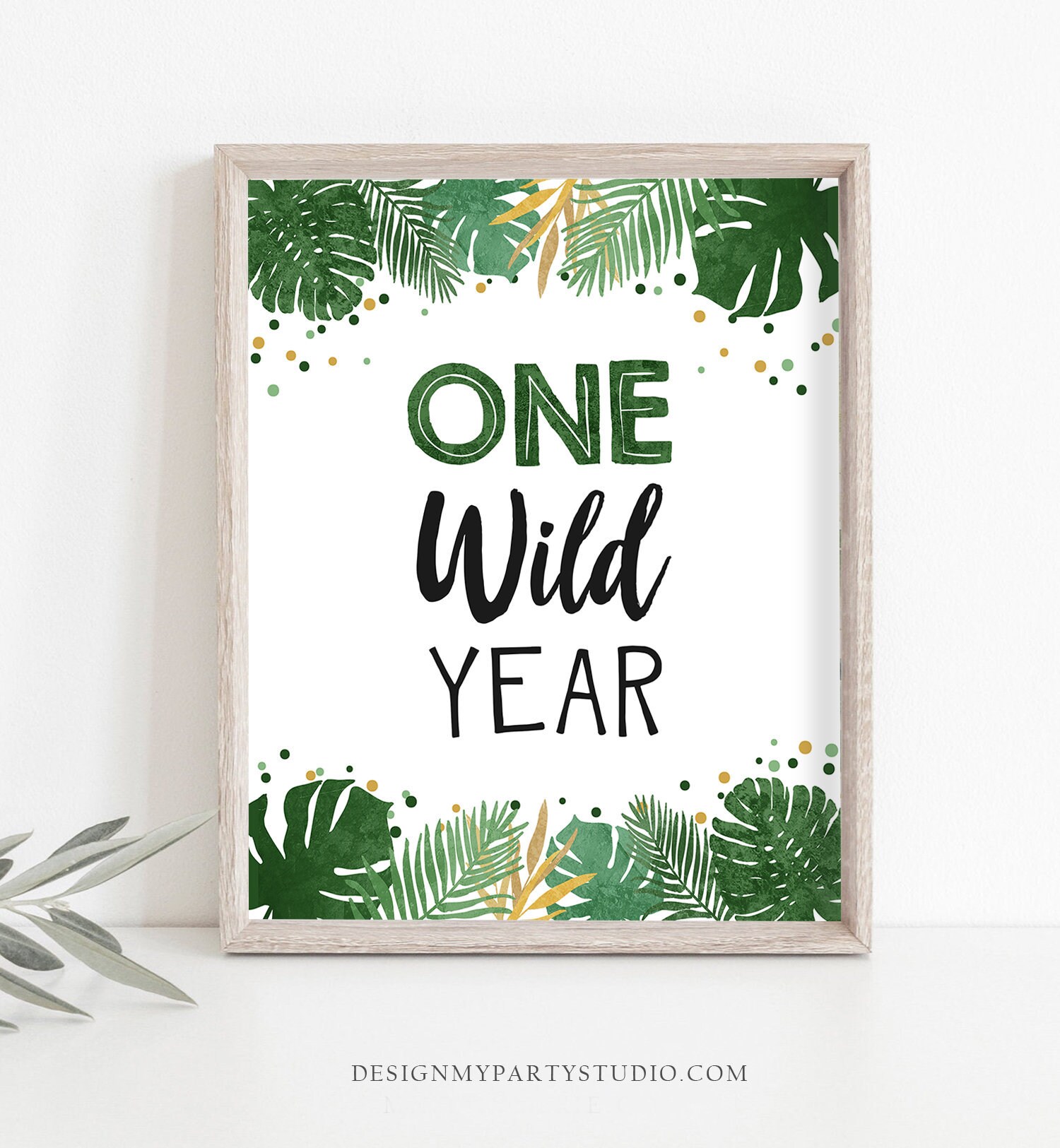 One Wild Year Birthday Sign Table Decor Tropical Safari First | Etsy