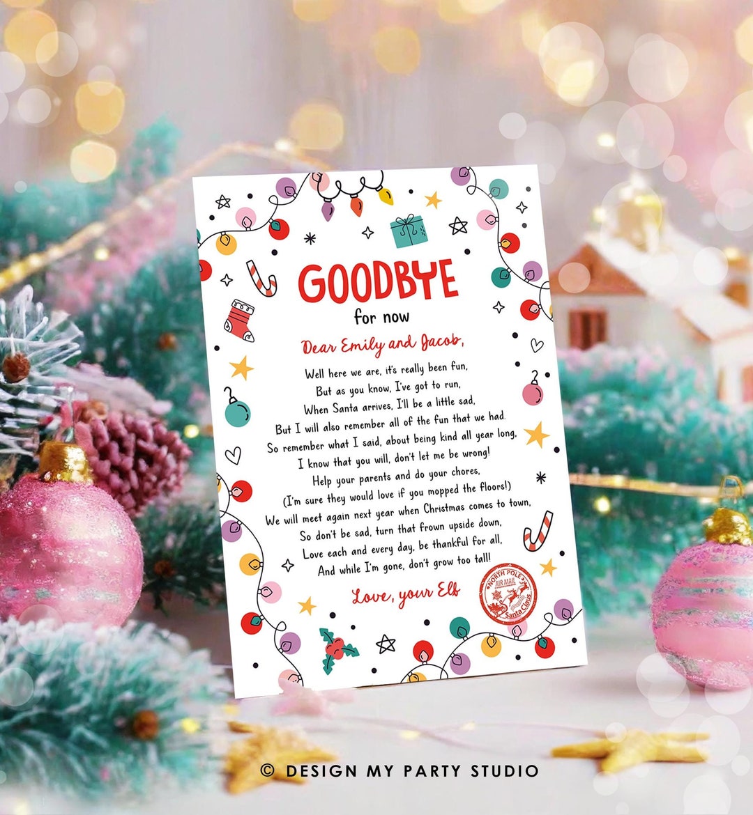 Editable Elf Goodbye Letter Departure Letter Christmas Goodbye From ...