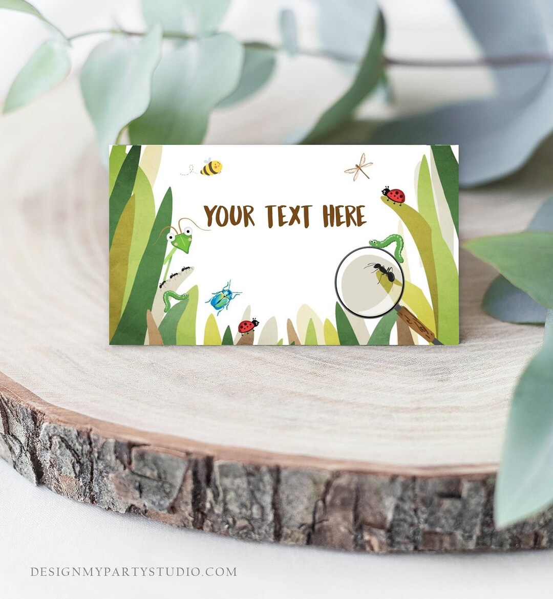 Editable Food Labels Bug Birthday Insect Party Place Card Tent Card ...