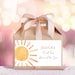 Editable Sun Birthday Party Gable Box Favor Label Boho Sun Gift Box ...