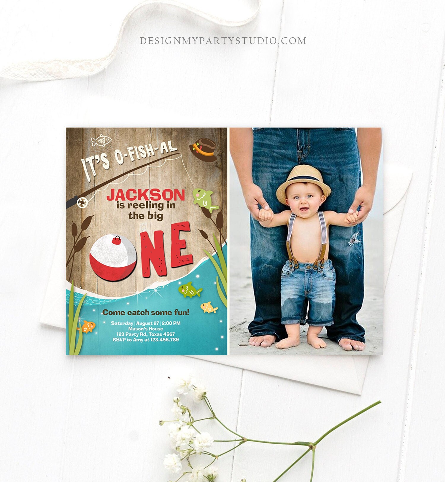 Editable First Birthday Fishing Invitation Fishing Party the | Etsy