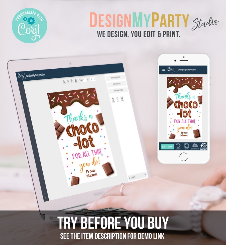 Editable Chocolate Gift Tag Thanks A Choco-lot Teacher Appreciation Tag ...
