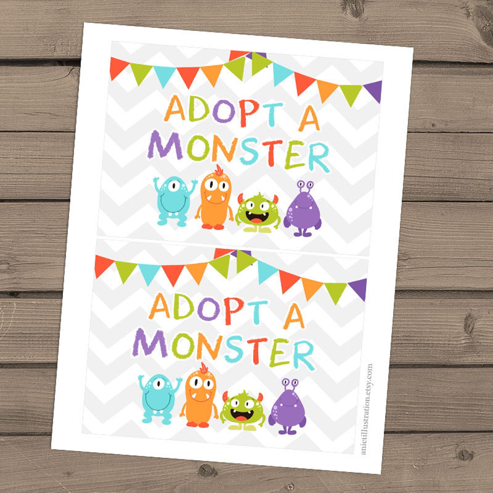Adopt a Monster Certificate and Sign Monster Birthday Monster - Etsy Canada
