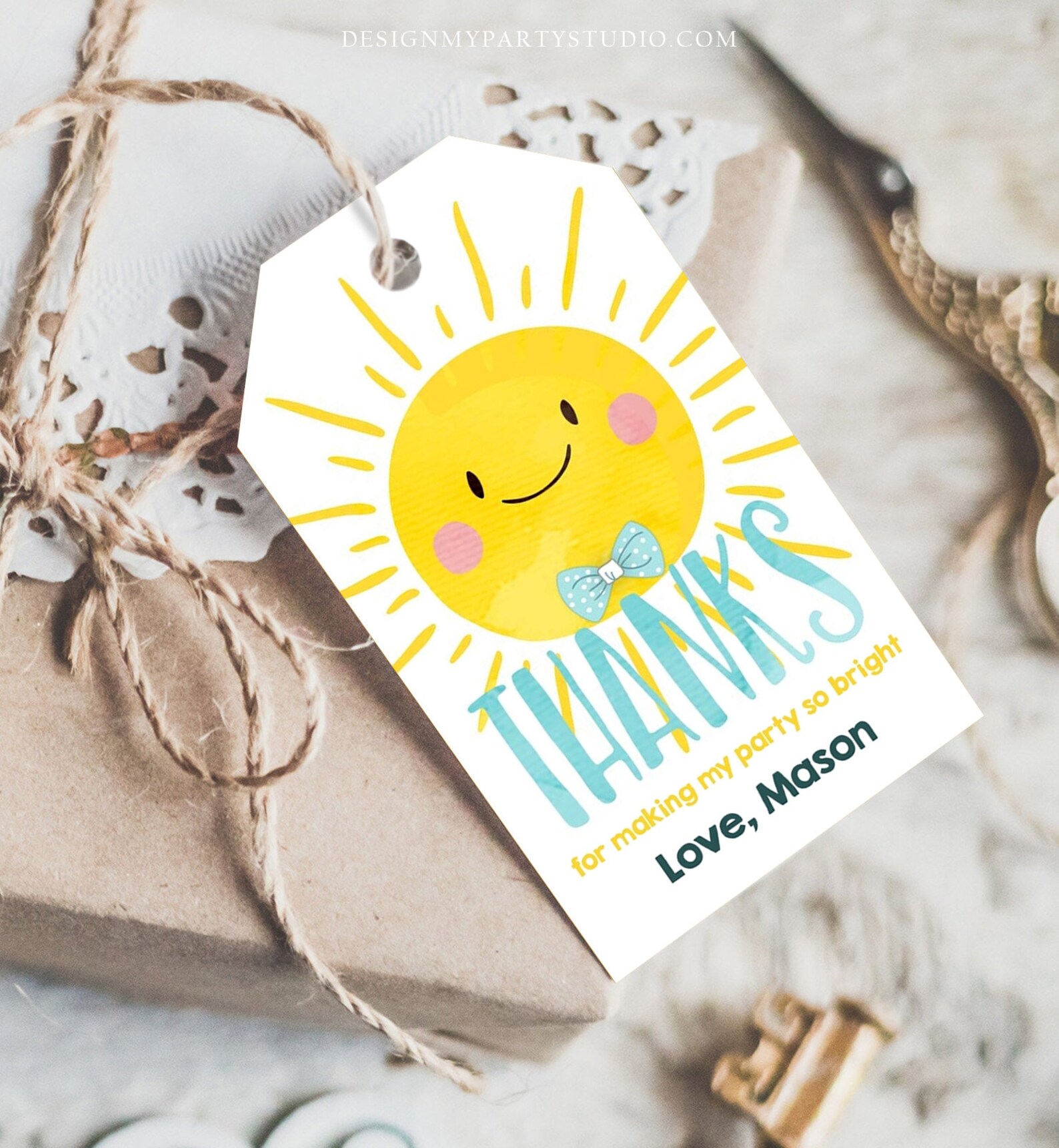 Editable Sunshine Favor Tag Little Sunshine Birthday Thank You Tag Boy ...