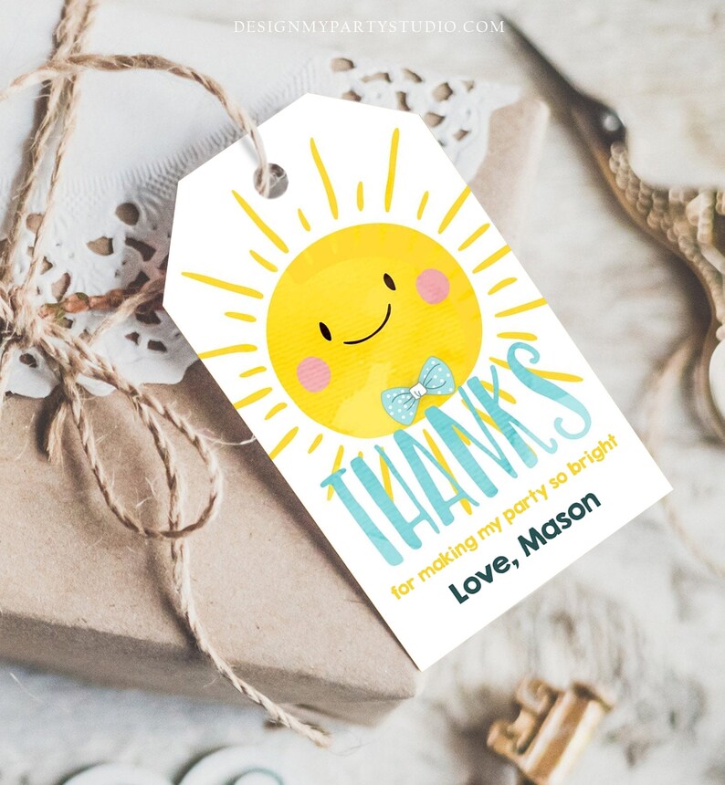 Editable Sunshine Favor Tags Little Sunshine Birthday Thank | Etsy