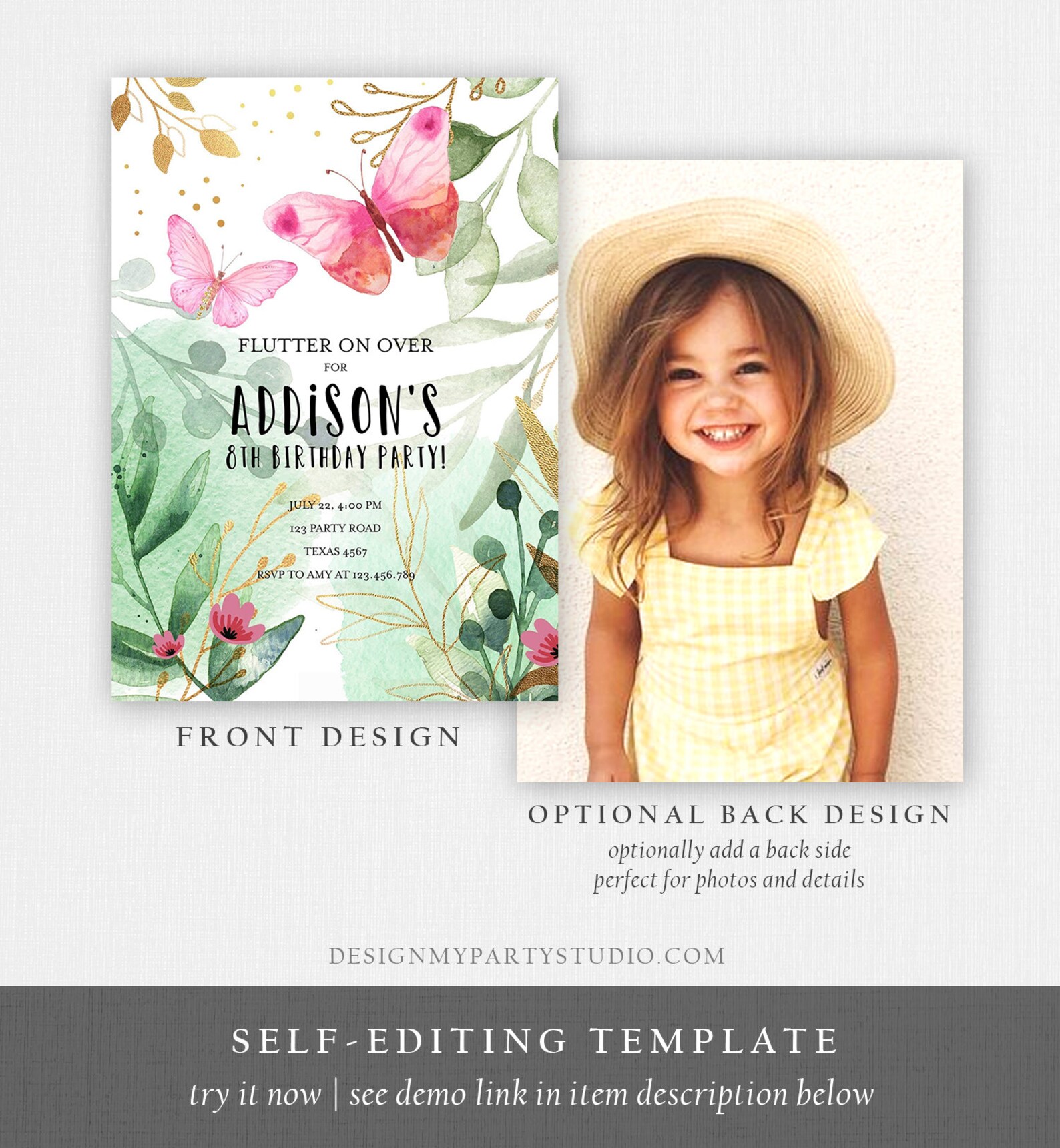 Editable Butterfly Birthday Invitation Butterfly Invitation - Etsy