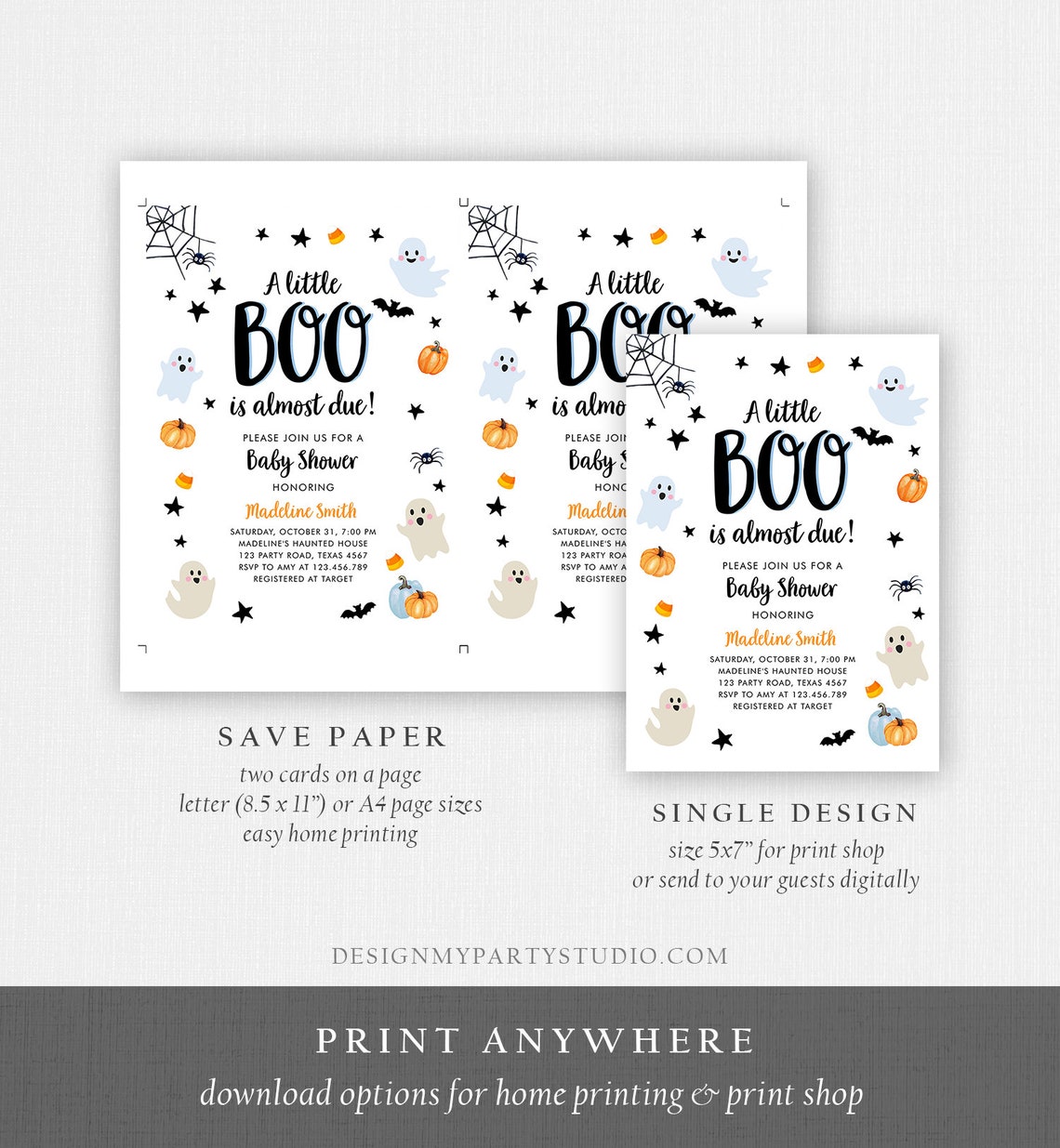 Editable Little Boo Baby Shower Invitation Cute Halloween Baby - Etsy
