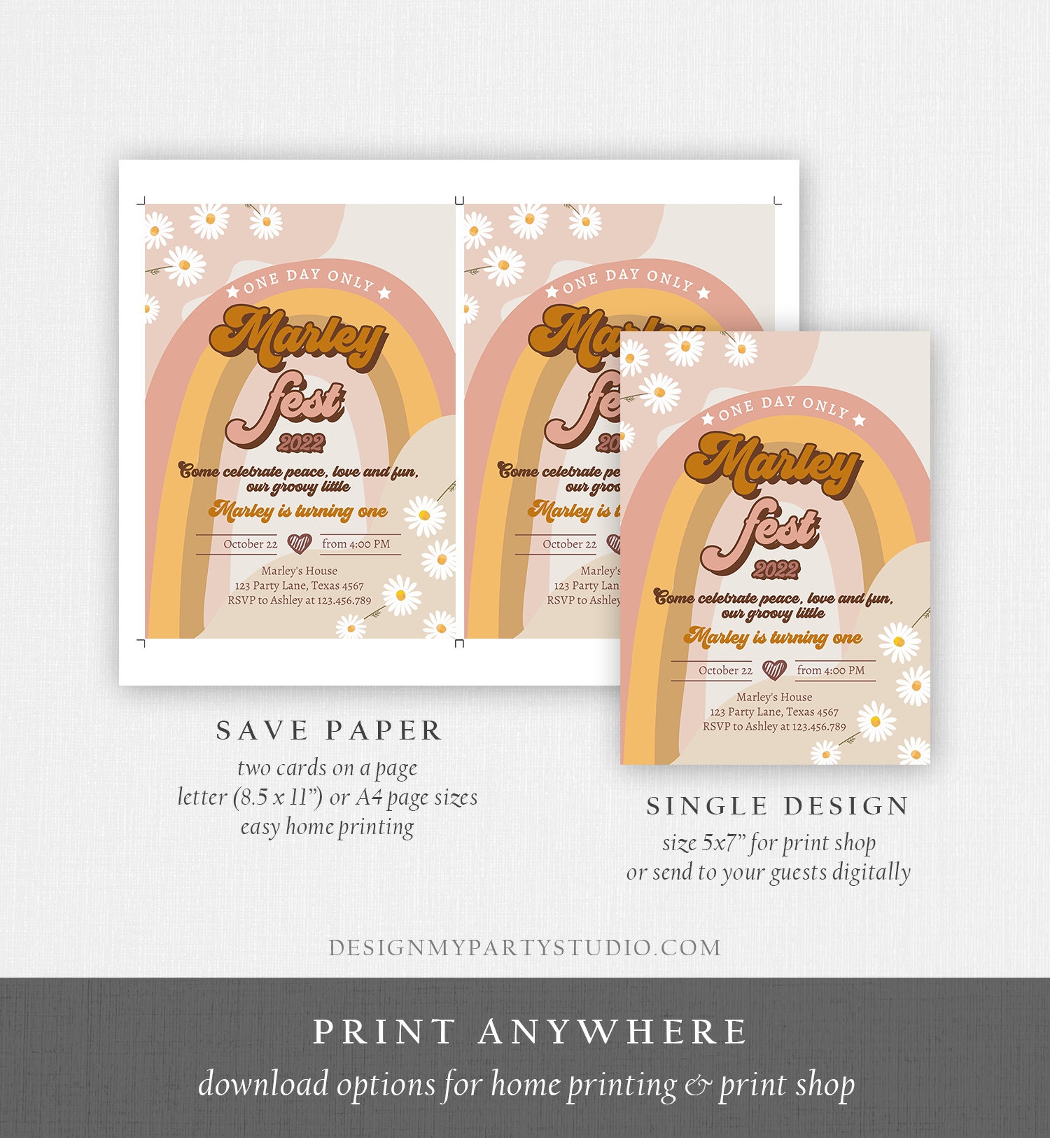 Editable Music Festival Birthday Party Invitation Floral Fest - Etsy