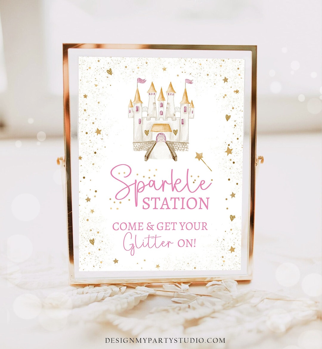Princess Sparkle Station Sign Princess Castle Birthday Party Sign Pink ...