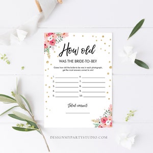 Editable How Old Was the Bride-to-be Bridal Shower Game Wedding Shower ...
