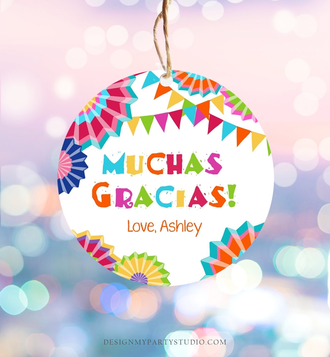 Editable Muchas Gracias Fiesta Favor Tag Thank You Tags Cactus ...