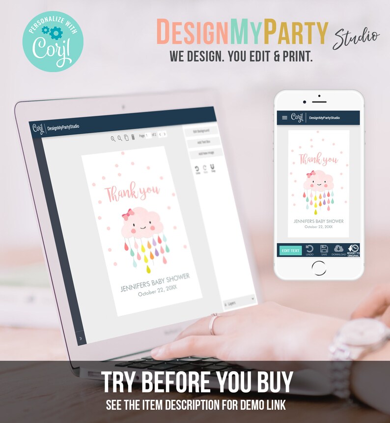 Editable Cloud Baby Shower Favor Tags Cloud Labels Cloud Thank | Etsy