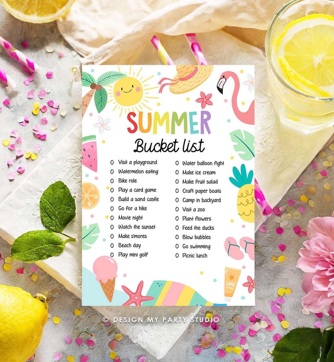 Editable Summer Bucket List Countdown Summer Activity List Family ...