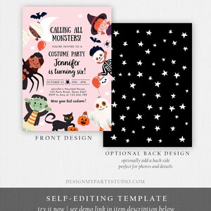Editable Halloween Party Invitation Halloween Birthday Invitation Kids ...