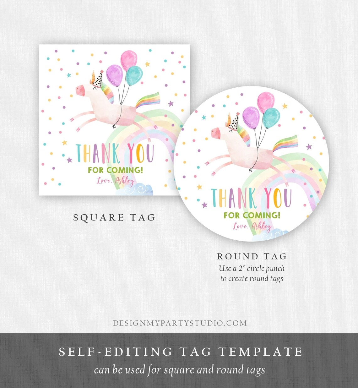 Editable Unicorn Favor Tags Unicorn Birthday Party Thank You - Etsy