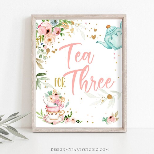 Par-tea Party Sign Tea Birthday Sign Pink Gold Floral Tea - Etsy