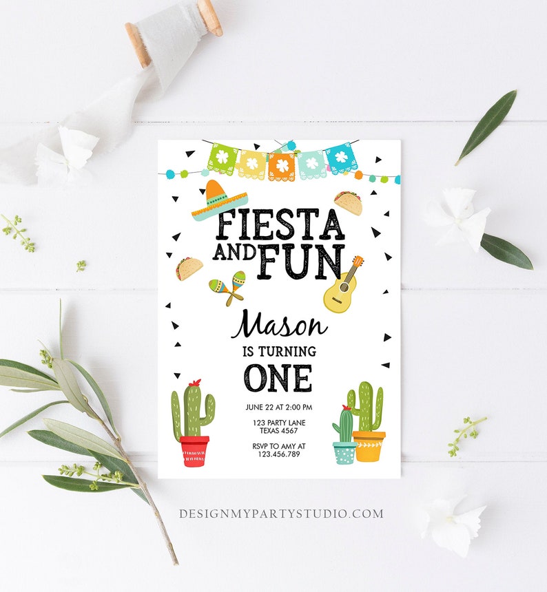 Editable Fiesta and Fun Birthday Invitation Boy First Fiesta - Etsy