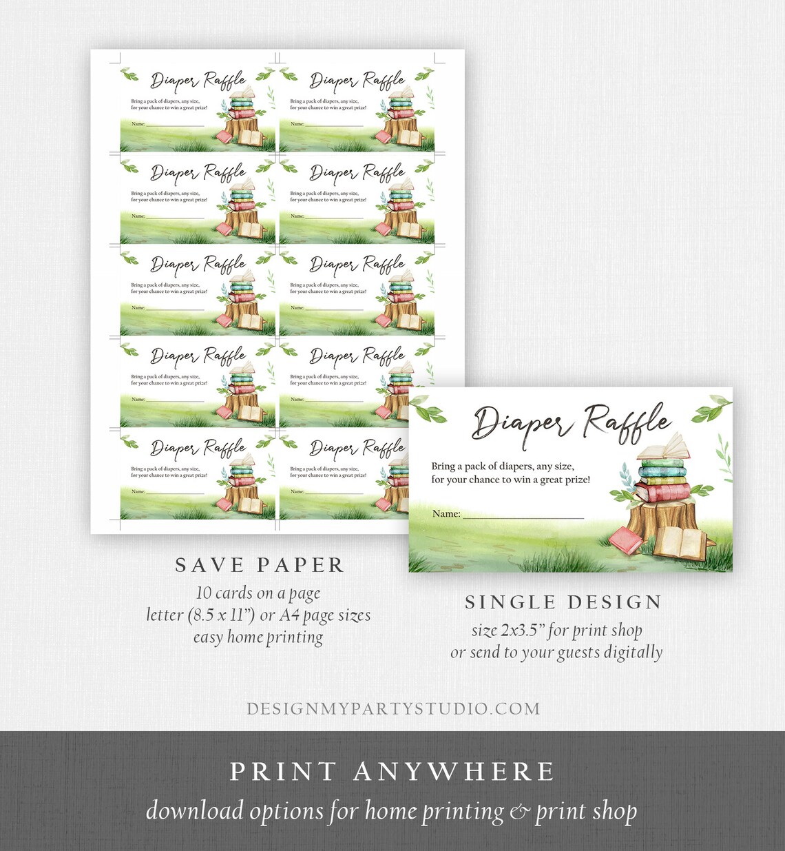 Editable Diaper Raffle Ticket Storybook Diaper Game Card Book - Etsy