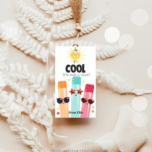 Editable Back to School Tag Cool to Be Back in School Ice Tag Treat Tag ...