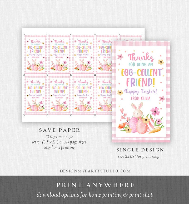 Editable Easter Friend Gift Tags Easter Eggcellent Friend Classroom ...