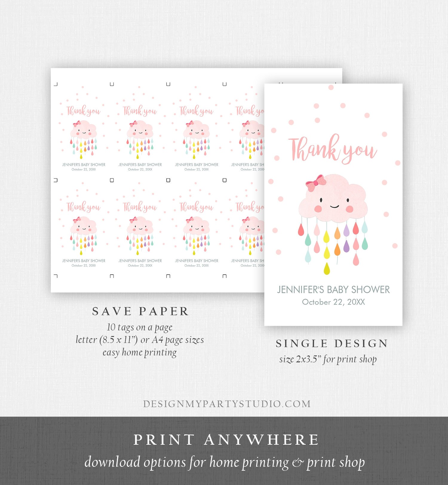 Editable Cloud Baby Shower Favor Tags Cloud Labels Cloud Thank - Etsy