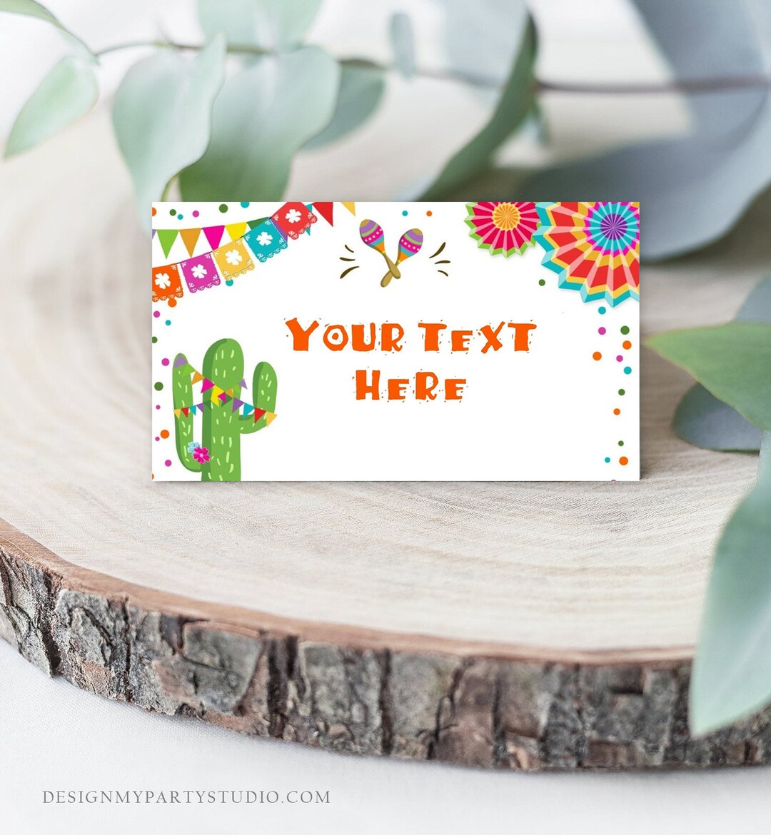 Editable Fiesta Cactus Food Label Fiesta Party Place Card Tent Card ...