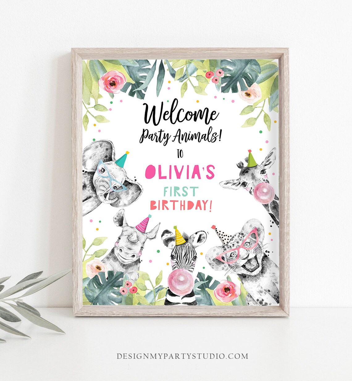 Editable Party Animals Welcome Sign Party Animal Sign Zoo | Etsy