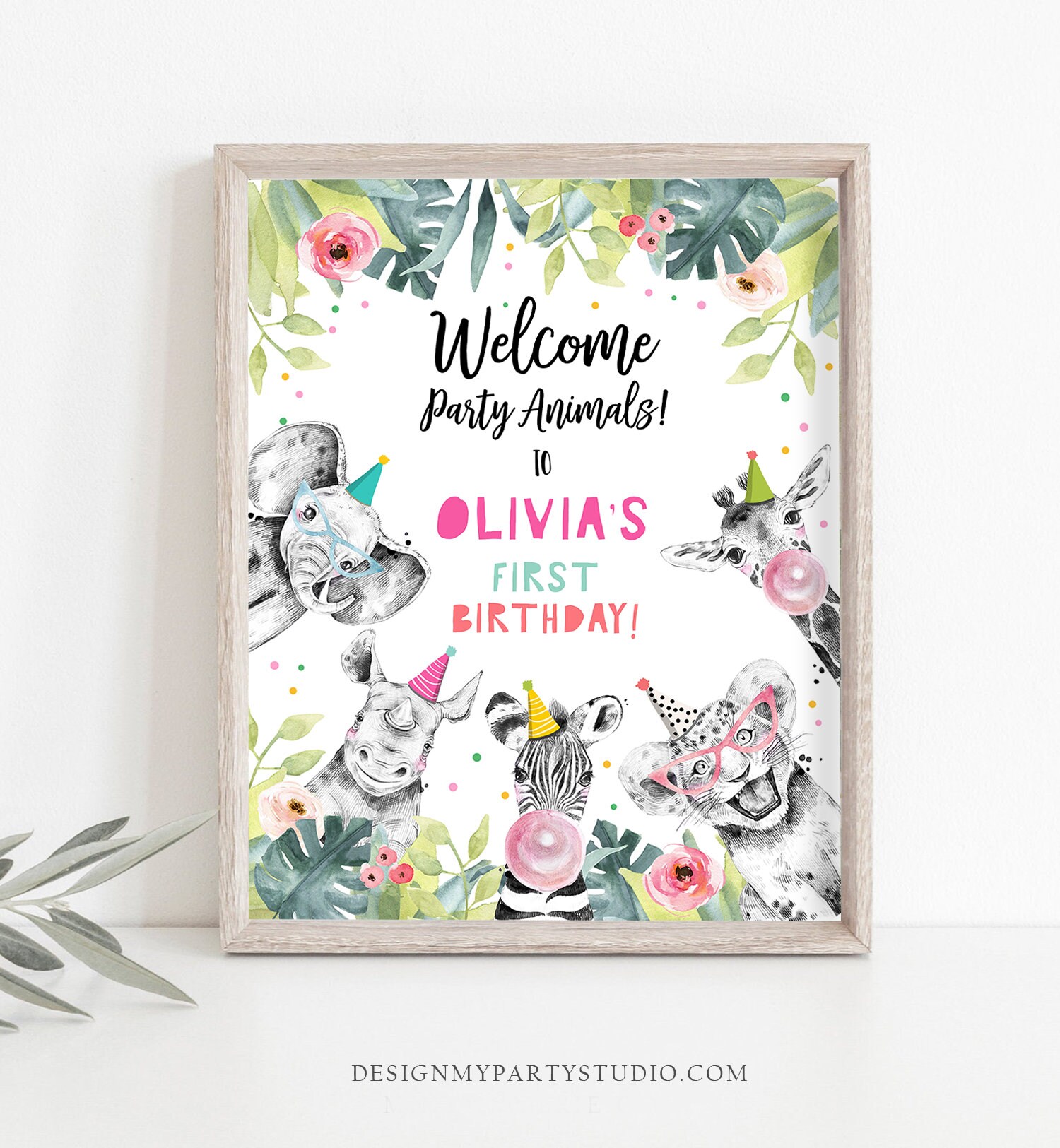 Editable Party Animals Welcome Sign Party Animal Sign Zoo - Etsy