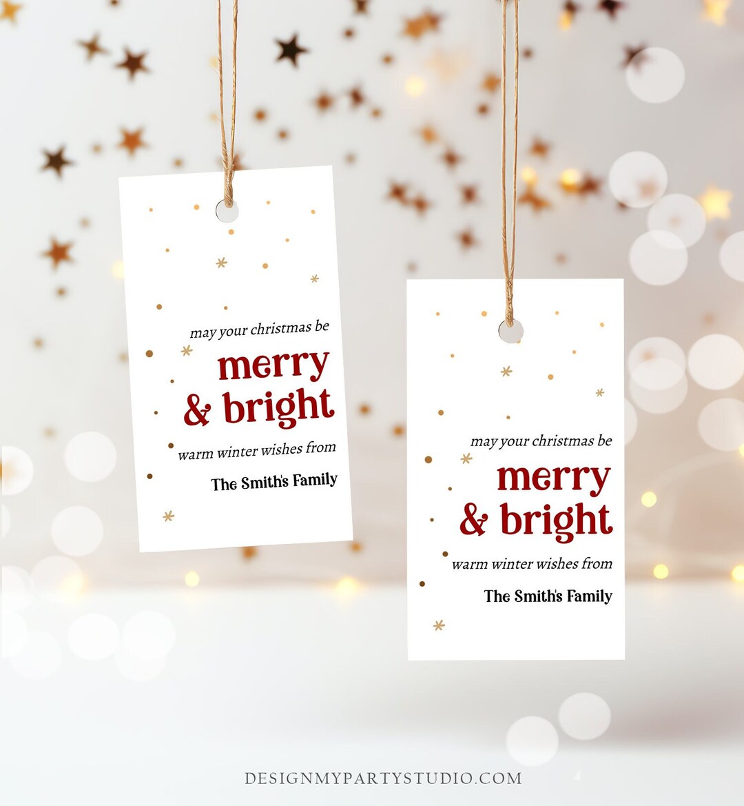 Editable Holiday Gift Tags Christmas Gift Tags Merry & Bright ...