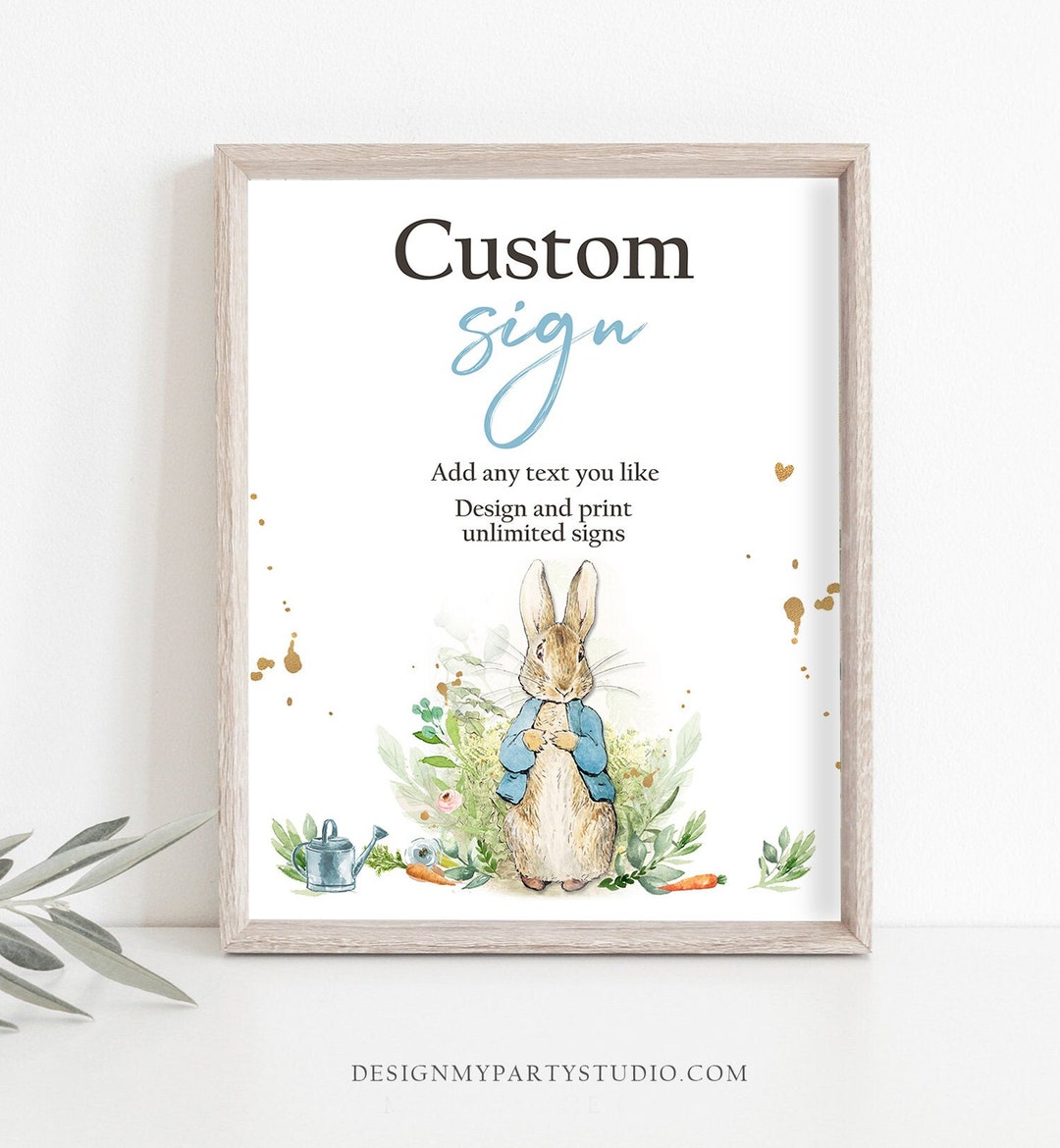 Editable Custom Sign Peter Rabbit Baby Shower Decor Table Sign Peter ...