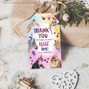 Editable Party Animals Favor Tags Wild One Animals Thank You Tags ...
