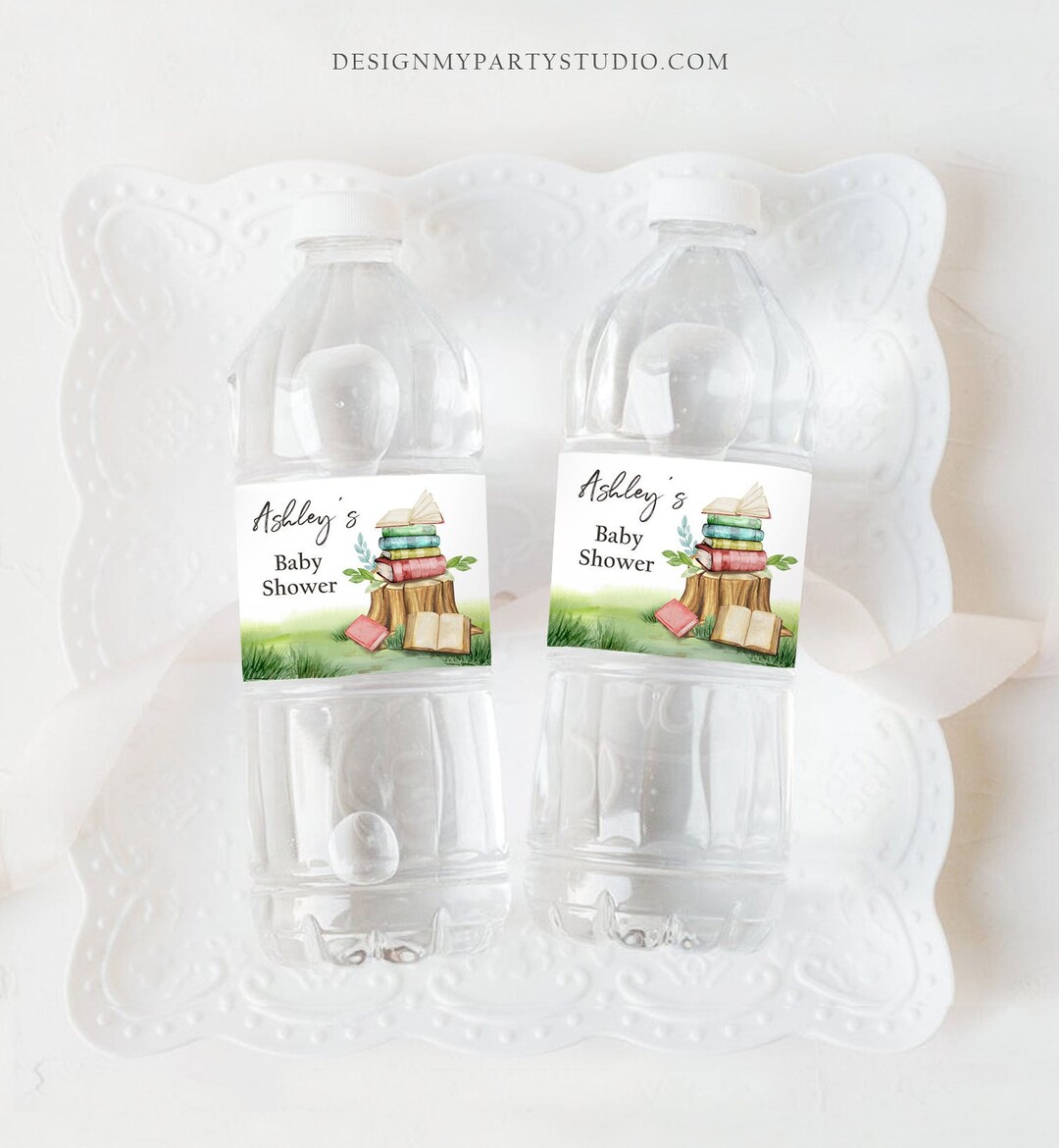 Editable Storybook Water Bottle Labels Book Baby Shower Gender Neutral ...