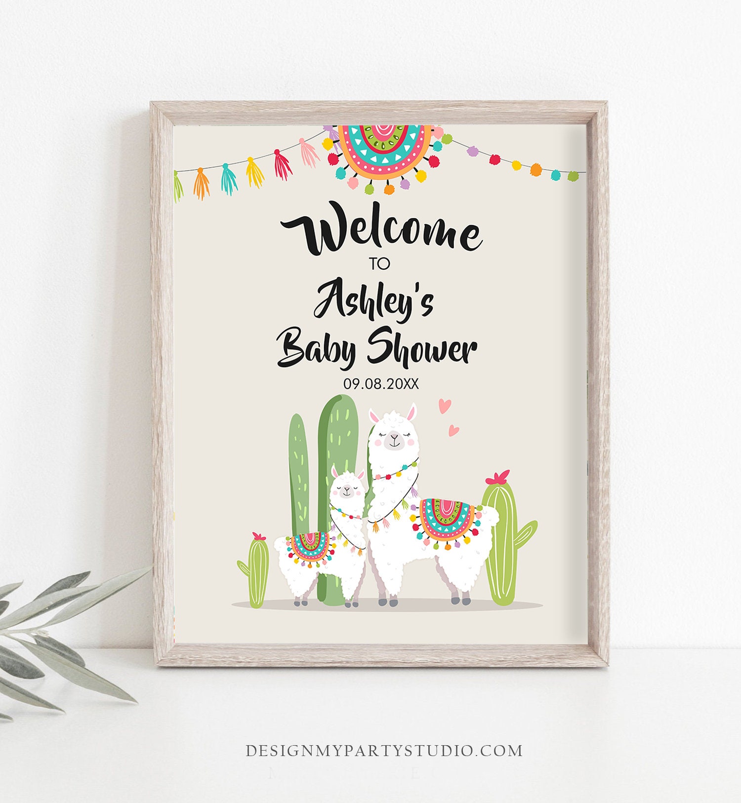 Editable Llama Welcome Sign Llama Baby Shower Welcome Baby - Etsy