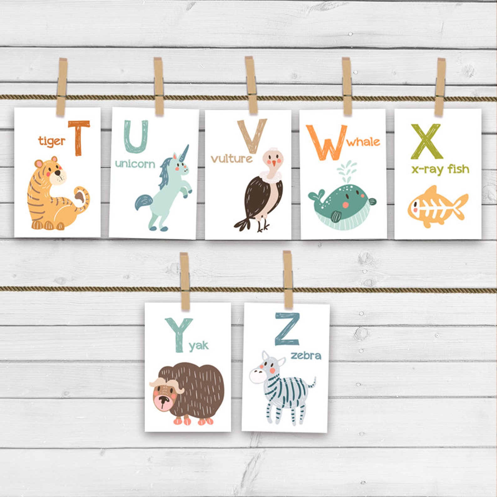 Animal Alphabet Card Set Alphabet Flash Cards Abc Nursery Wall Cards ...