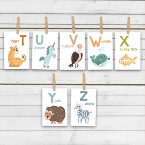 Animal Alphabet Card Set Alphabet Flash Cards Abc Nursery Wall Cards ...