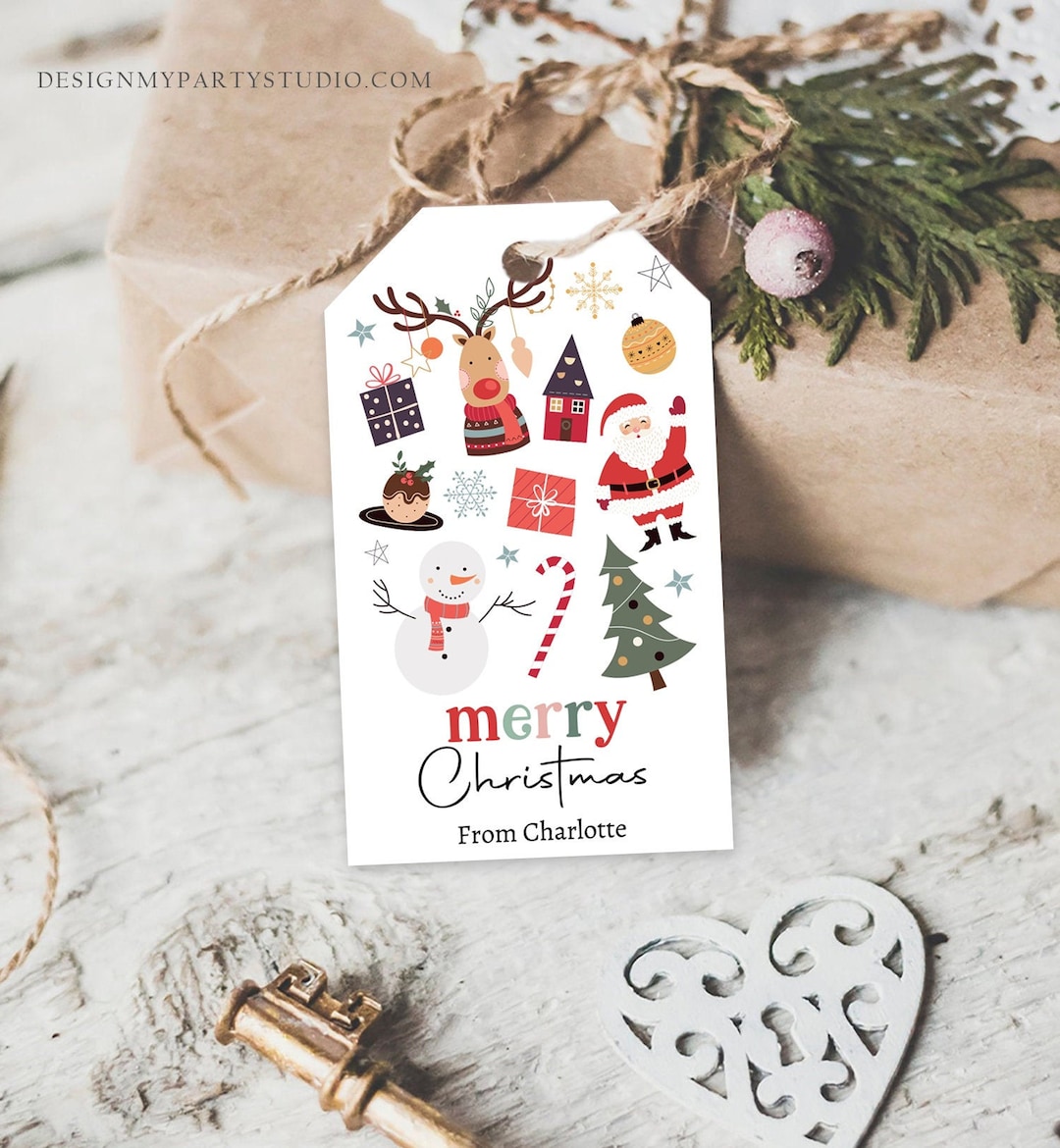 Editable Christmas Gift Tags Holiday Favor Tags Merry Christmas Holiday ...