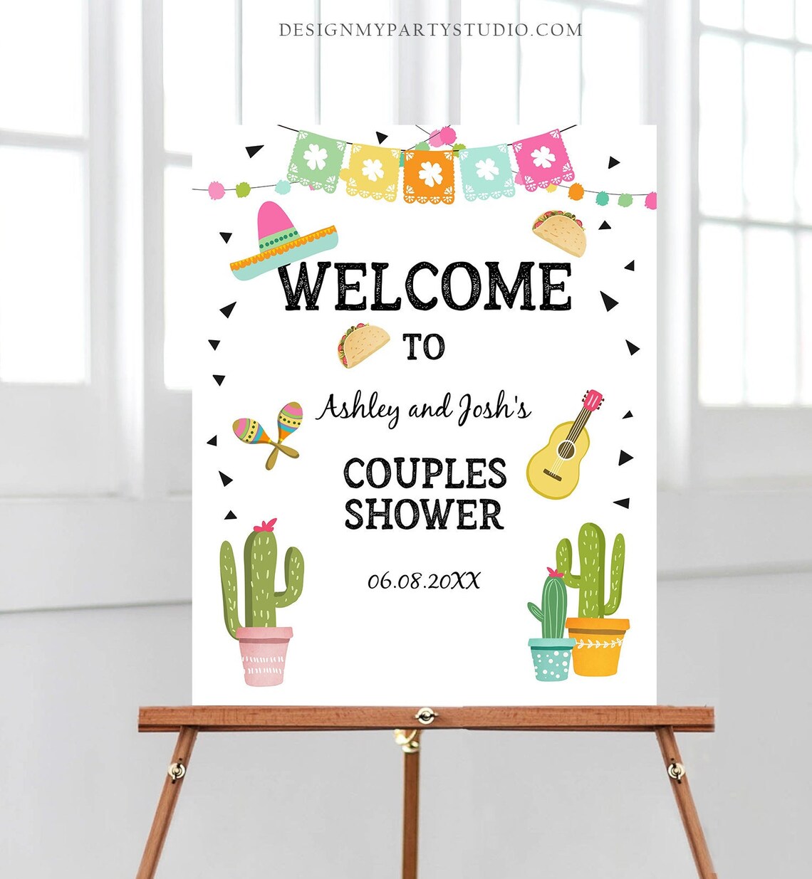 Editable Fiesta Cactus Welcome Sign Couples Shower Welcome Cactus ...