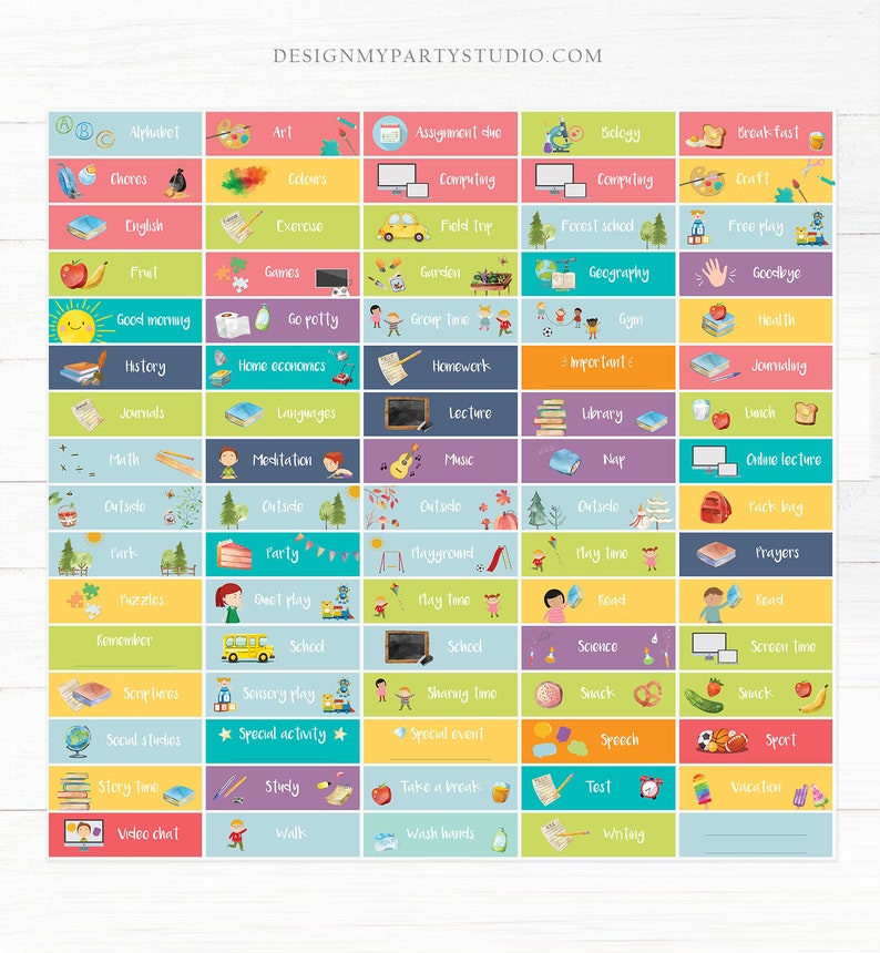 Visual Homeschool Schedule Cards Homeschooling Subjects Daily | Etsy