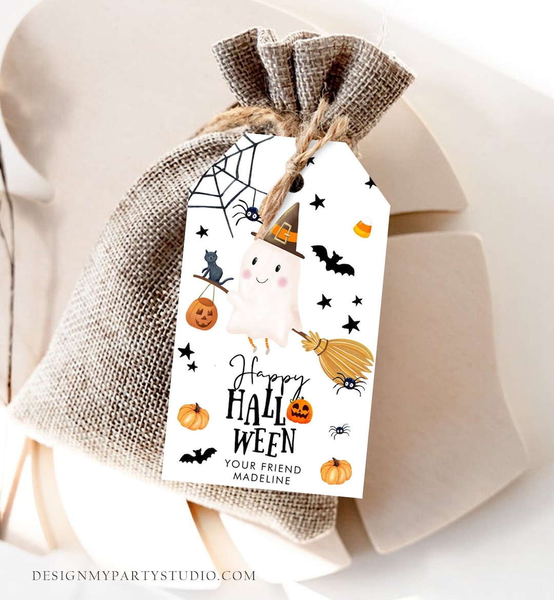 Editable Happy Halloween Gift Tags Trick or Treat Favor Tag Ghost Treat ...