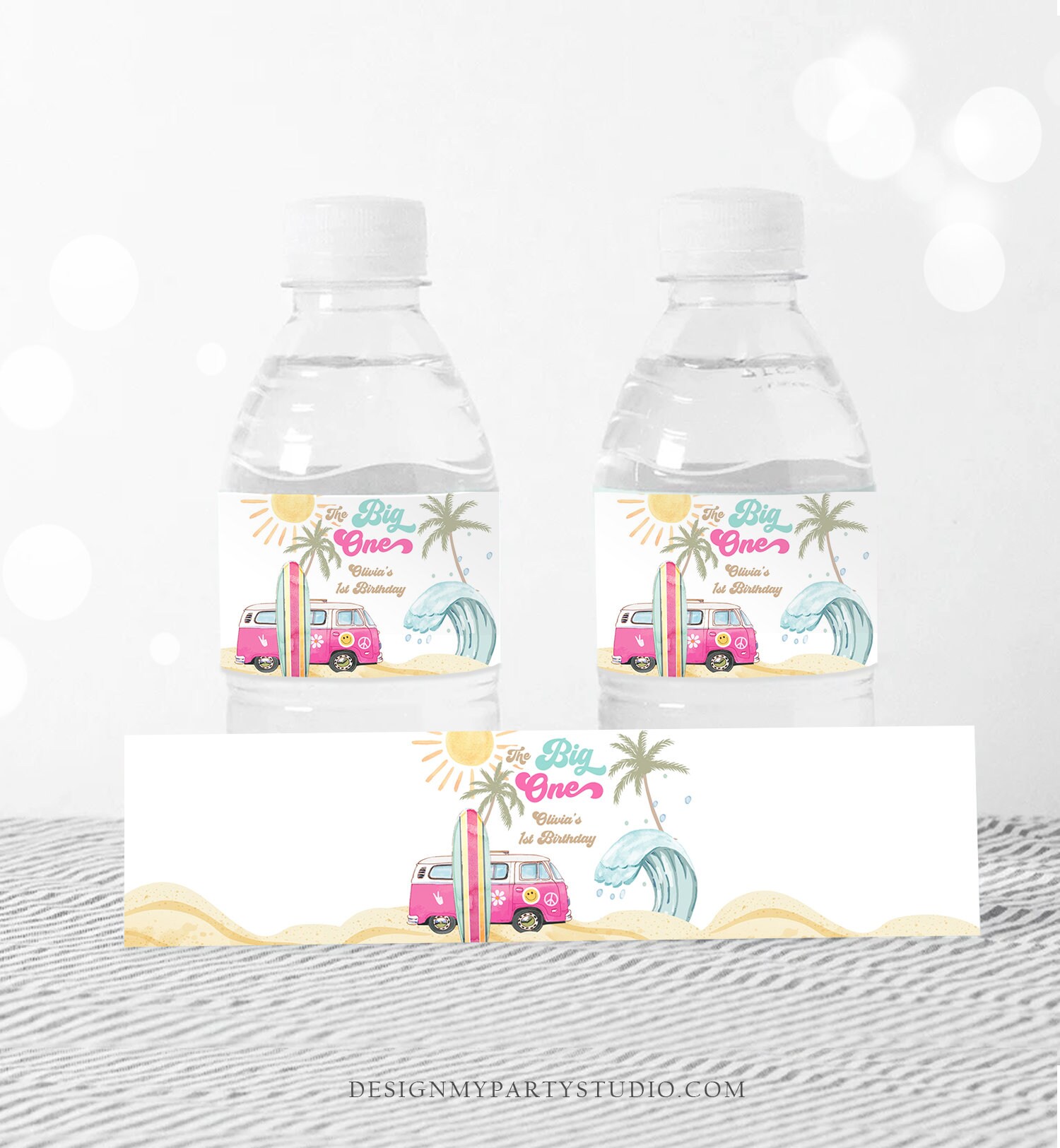 Editable Surf Water Bottle Labels the Big One Party Decor Surf - Etsy