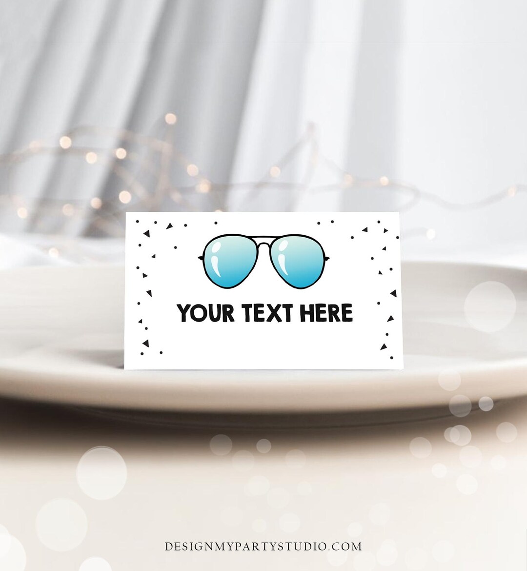 Editable Two Cool Food Label Sunglasses Place Card Tent Card Insert ...