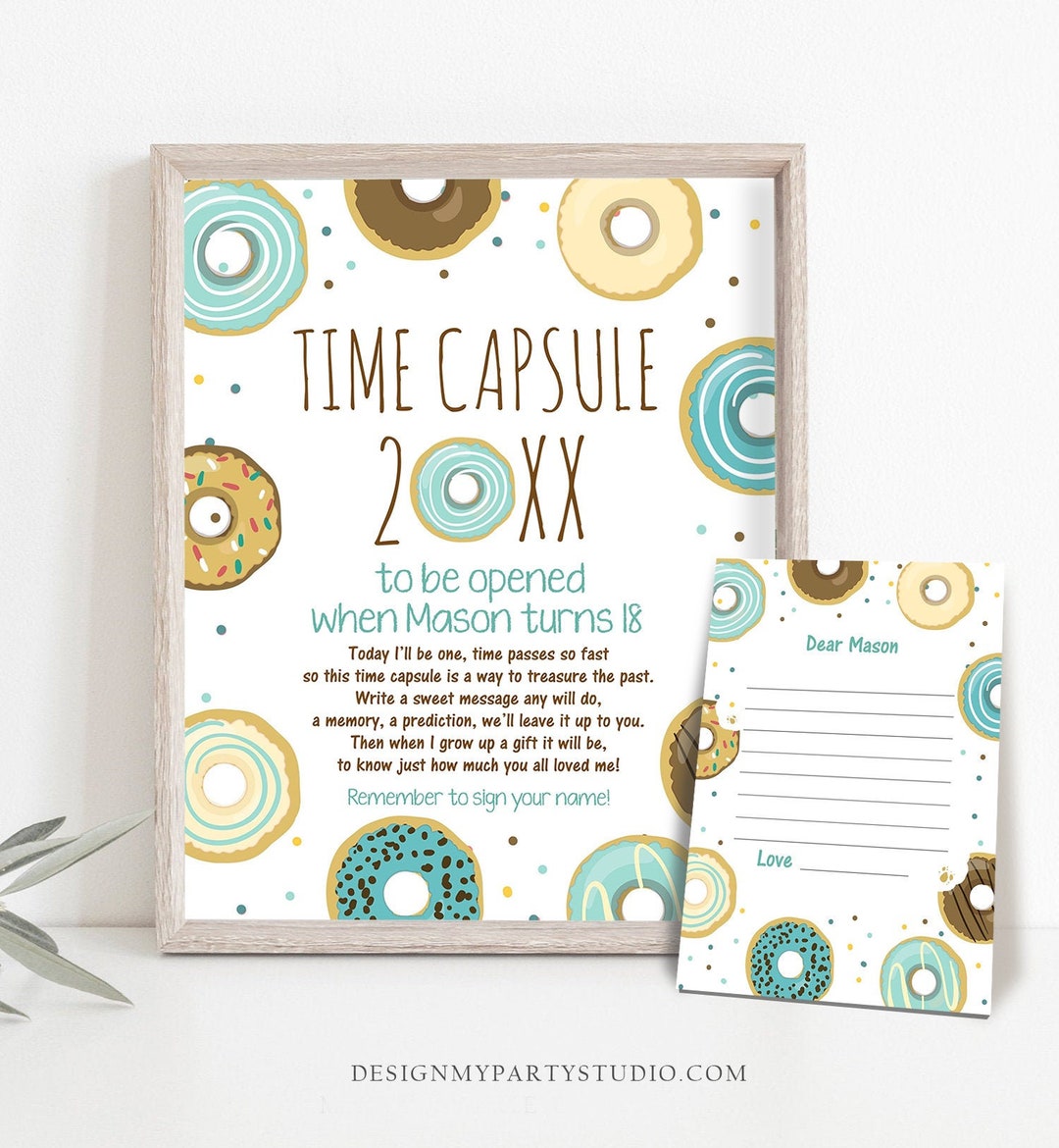 Editable Donut Time Capsule First Birthday Party Donut - Etsy