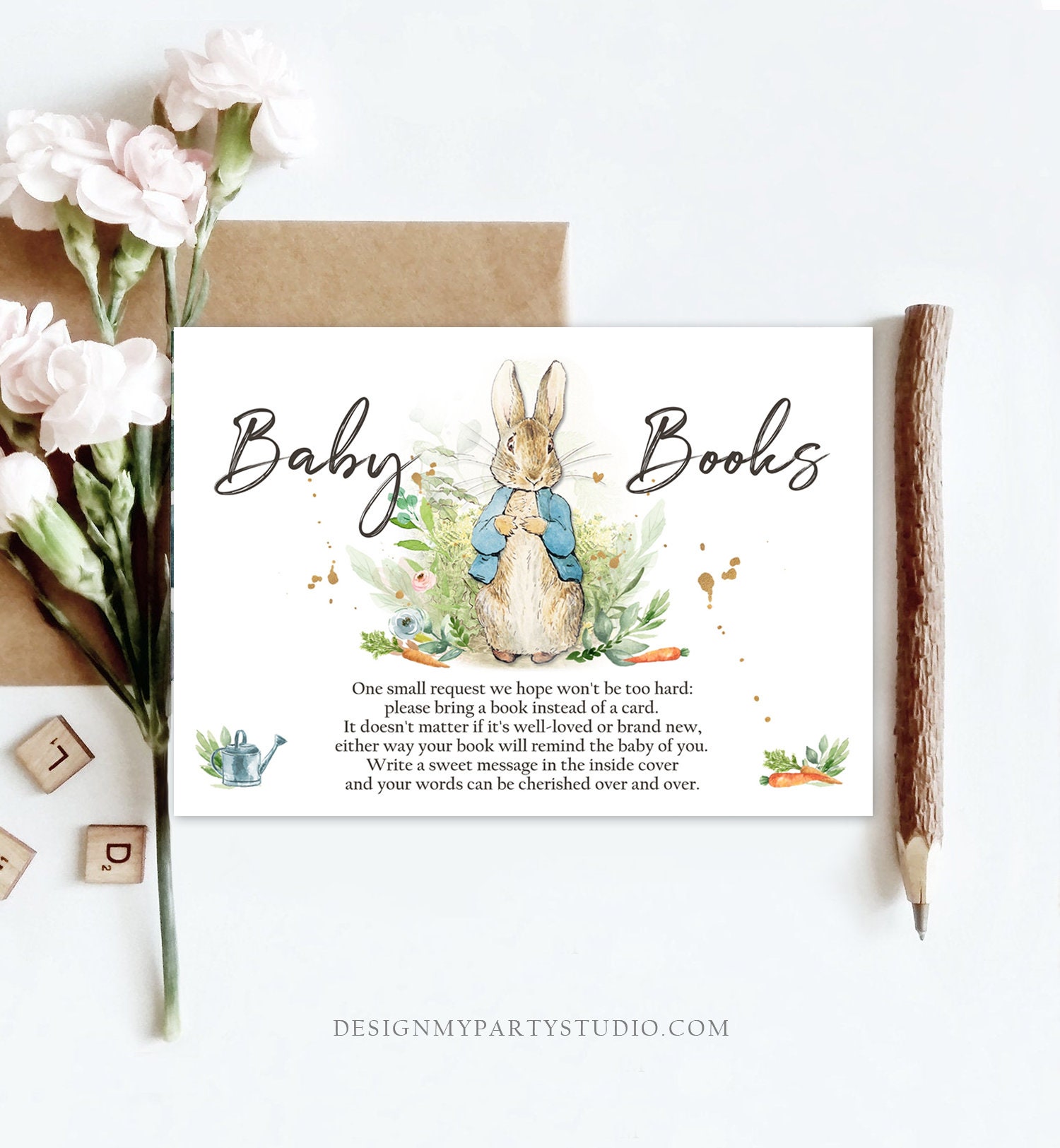 Editable Peter Rabbit Bring a Book Card Peter Rabbit Baby - Etsy