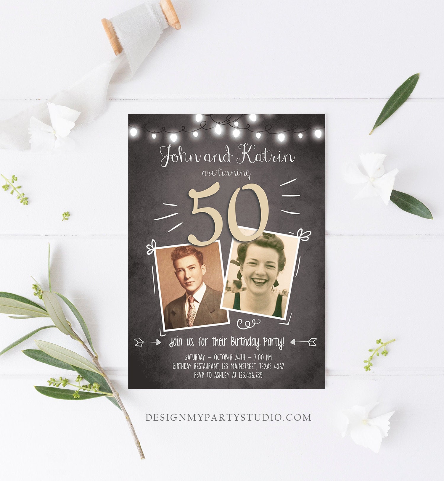 Editable 50th Joint Coed Birthday Invitation ANY AGE - Etsy