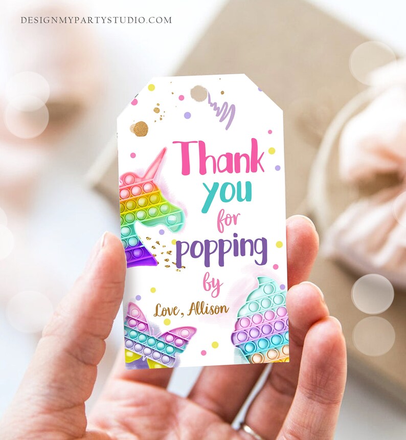 Editable Fidget Party Favor Tags Pop It Party Thank You Tag - Etsy