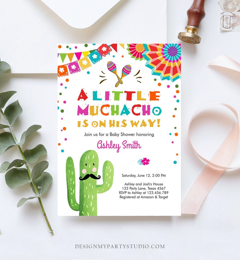Editable Little Muchacho Fiesta Baby Shower Invitation Cactus - Etsy