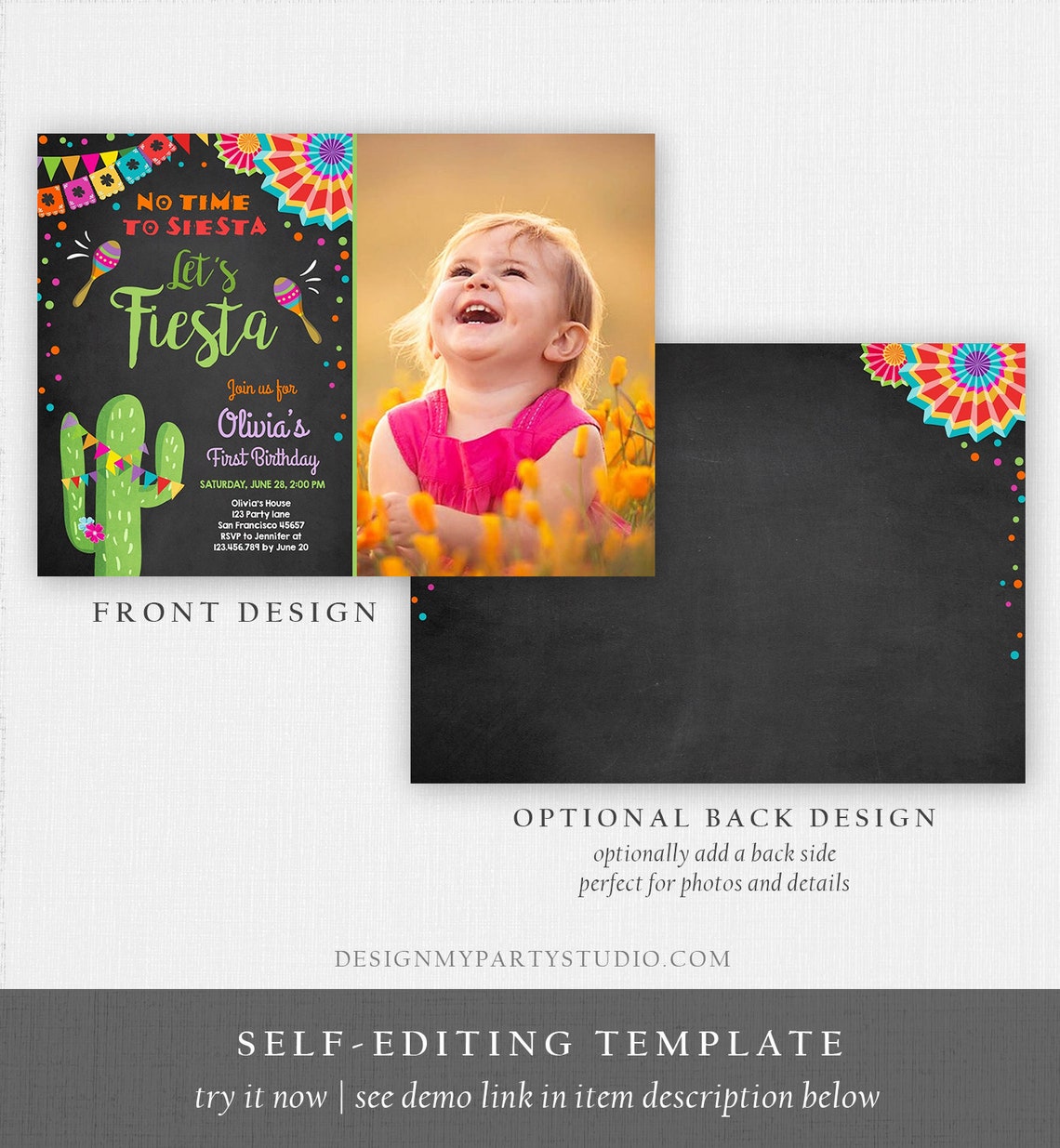 Editable Let's Fiesta Birthday Invitation No Time to - Etsy