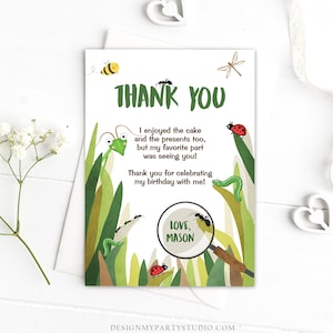 Editable Thank You Card Bug Thank You Note Bug Birthday Insect Party ...